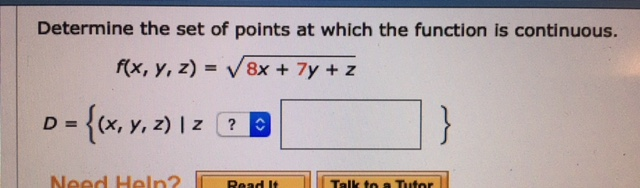 Solved Determine the set of points at which the function is | Chegg.com