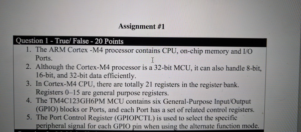 Solved Assignment #1 Question 1 - True/ False 20 Points 1. | Chegg.com
