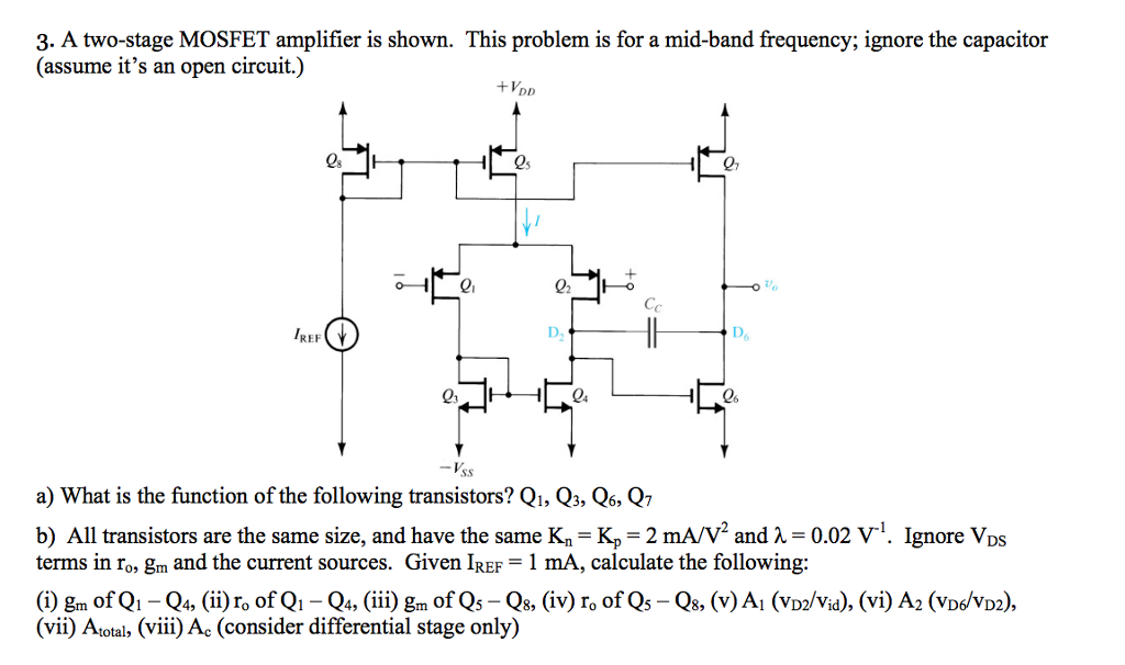 A two-stage MOSFET amplifier is shown. This problem | Chegg.com
