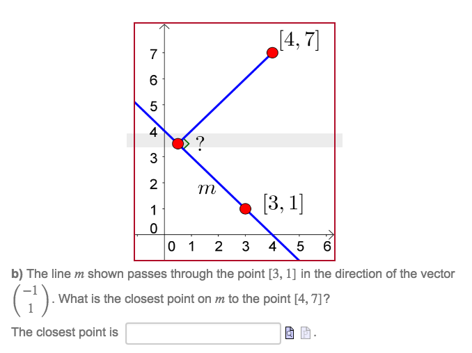 Solved The line m shown passes through the point [3, 1] in | Chegg.com
