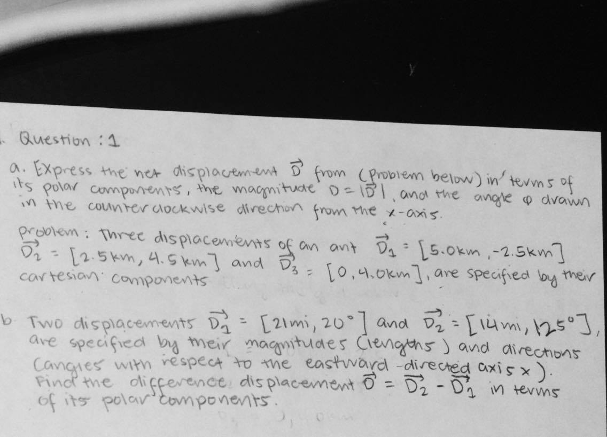 Solved Express the net displacement D from (problem below) | Chegg.com