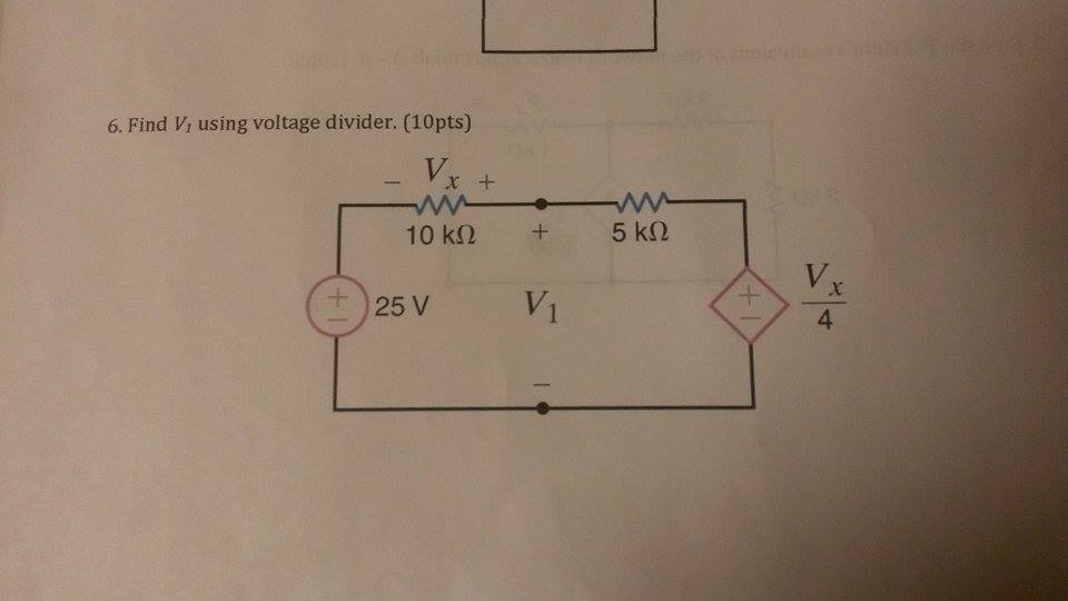 Solved Find V1 using voltage divider. | Chegg.com