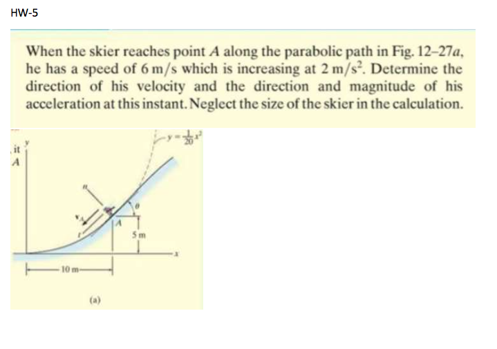 Solved When the skier reaches point A along the parabolic | Chegg.com