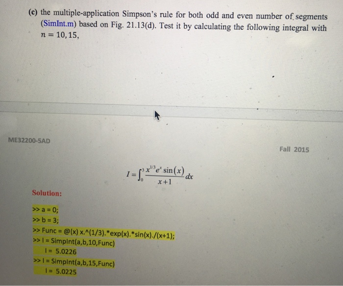 Solved (e) the multiple-application Simpson's rule for both | Chegg.com