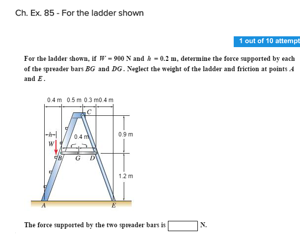 Solved Ch. Ex. 85 For the ladder shown 1 out of 10 attempt | Chegg.com