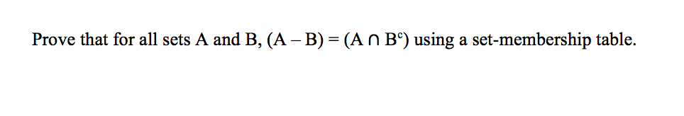 Solved Prove that for all sets A and B, (A-B) = (A n B) | Chegg.com