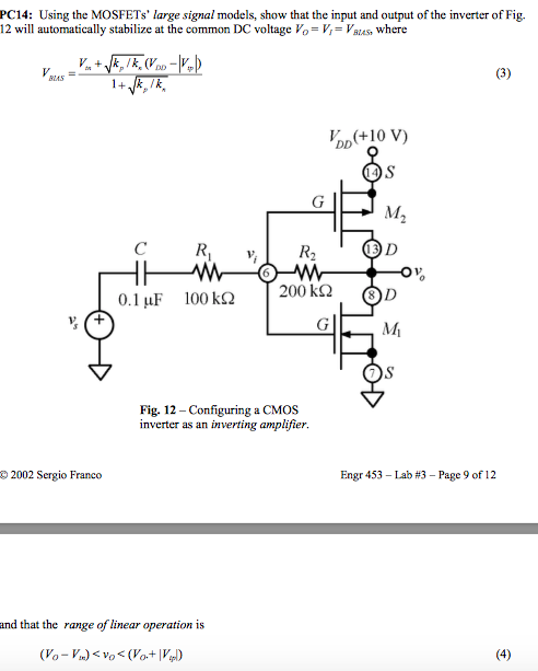 PC14 Using the MOSFETs' large signal models, show | Chegg.com
