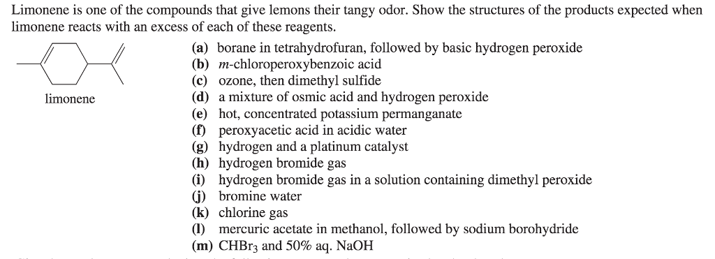 Solved Limonene is one of the compounds that give lemons | Chegg.com