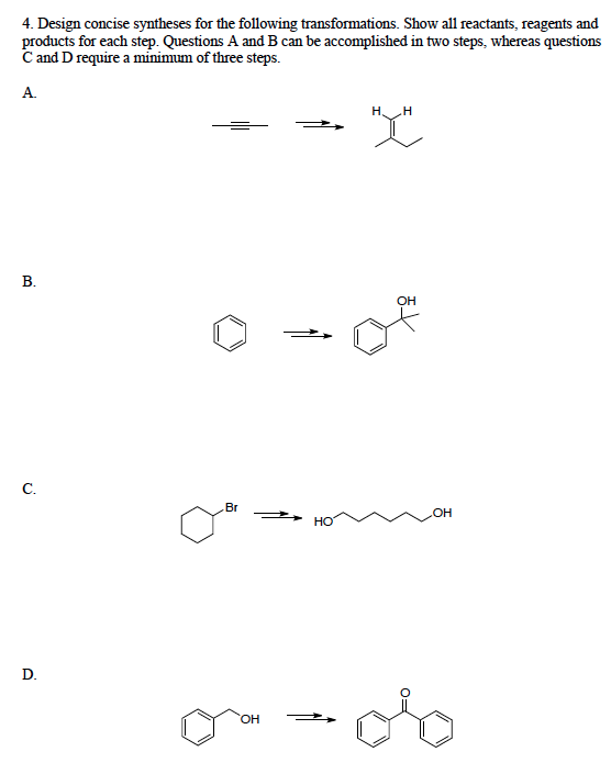Solved 4. Design concise syntheses for the following | Chegg.com