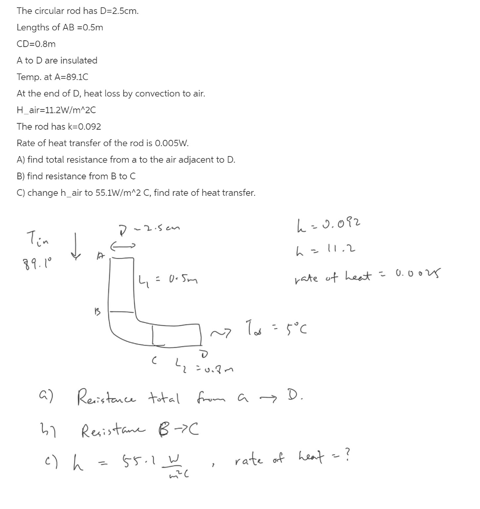Solved The circular rod has D=2.5cm. Lengths of AB =0.5m | Chegg.com