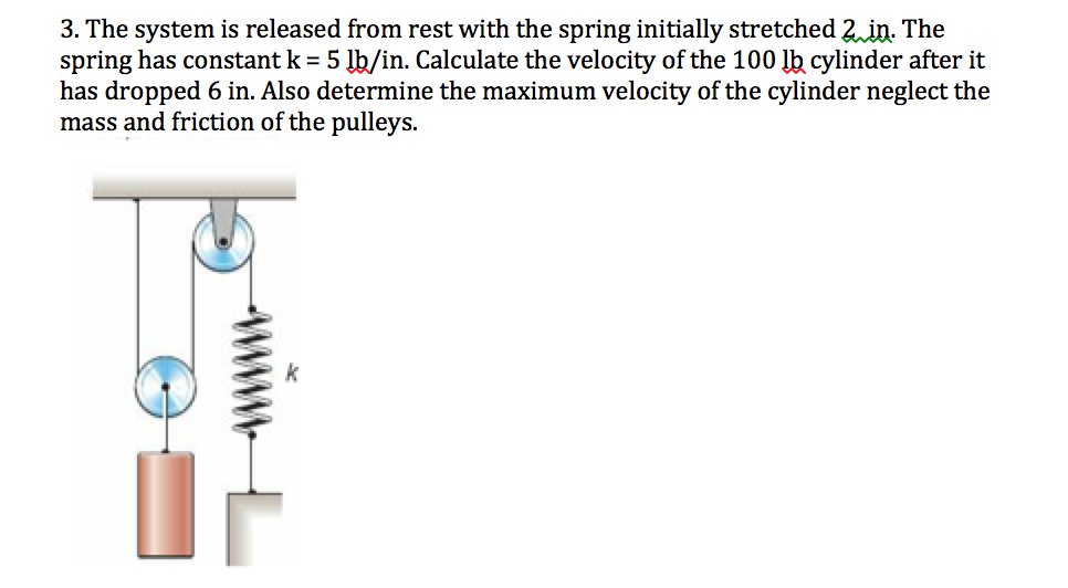 Solved The system is released from rest with the spring | Chegg.com
