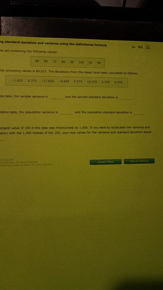 Solved Standard deviation and variance using the | Chegg.com