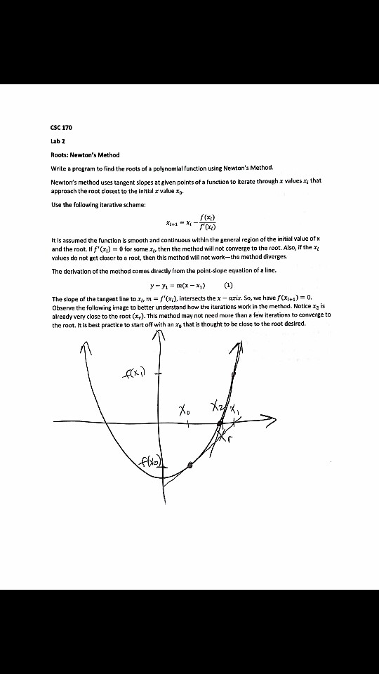 Solved CSC 170 Lab 2 Roots: Newton's Method Write a program | Chegg.com