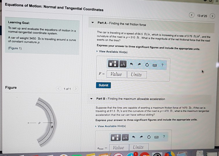 Solved Equations of Motion: Normal and Tangential | Chegg.com