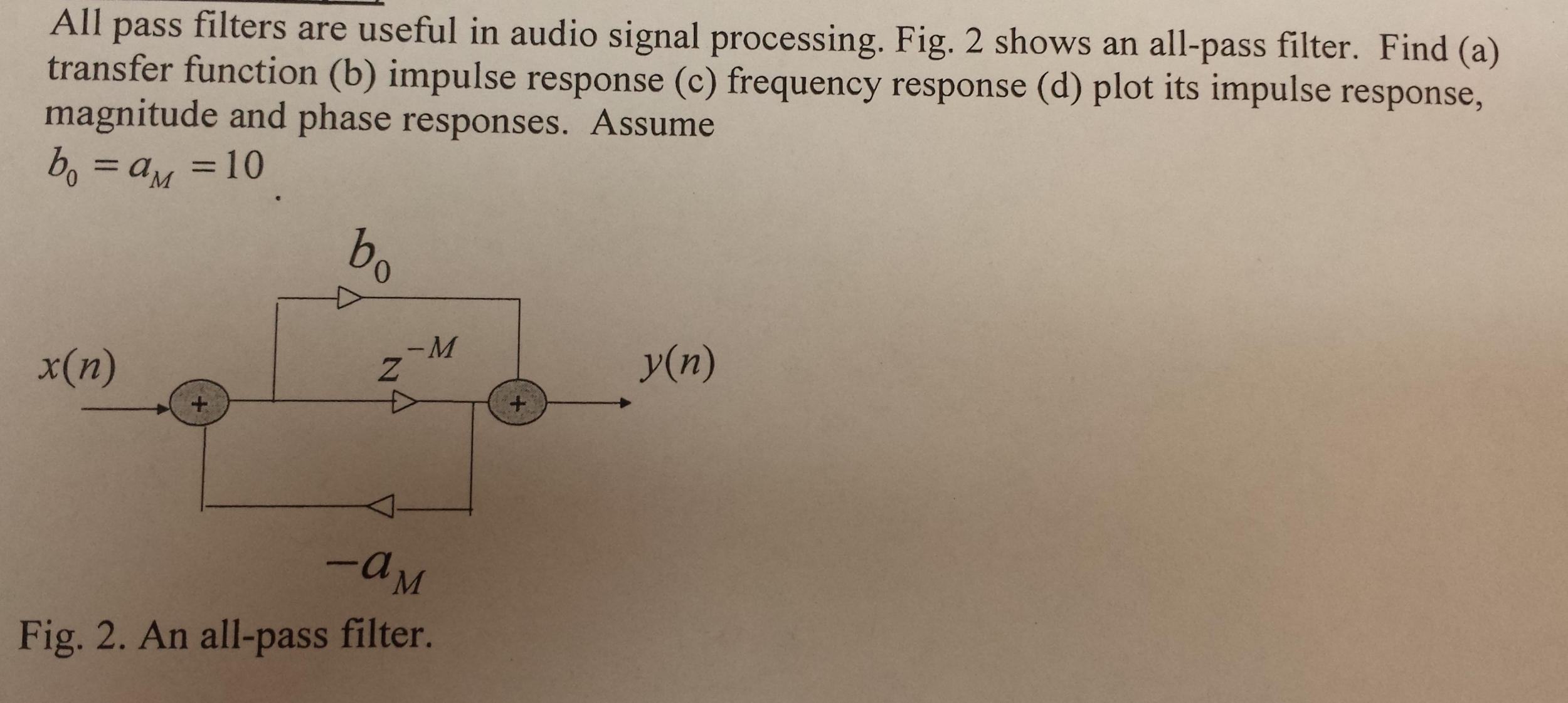 All pass filters are useful in audio signal | Chegg.com
