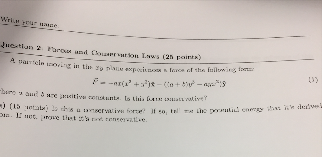Solved A particle moving in the xy plane experiences a force | Chegg.com