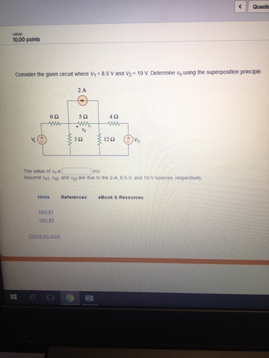 Solved Consider the given circuit where V_1 = 8.5 V and V_2 | Chegg.com