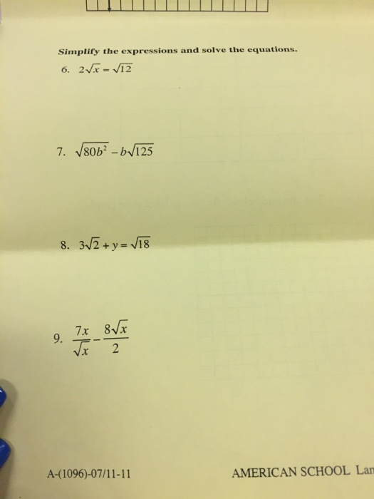 Solved Simplify the expressions and solve the equations. 2 | Chegg.com