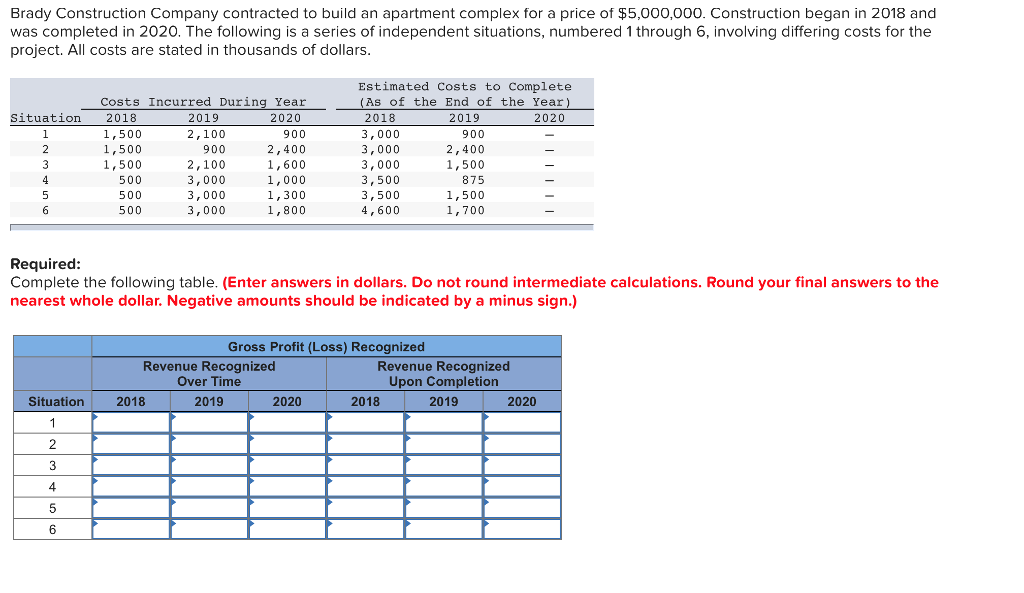 Solved Brady Construction Company contracted to build an | Chegg.com