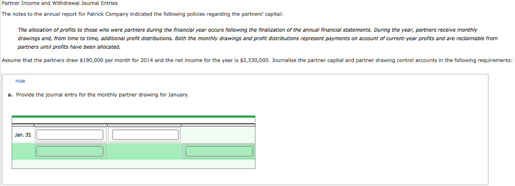 Solved Partner Income and Withdrawal Journal Entries The | Chegg.com