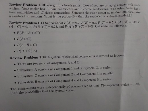 Solved Review Problem 1.13 You go to a beach party. Two of | Chegg.com