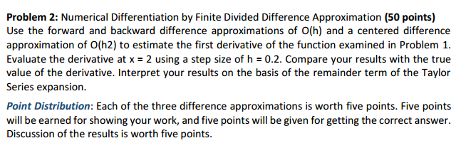 Solved Forward/Backward/Centered finite difference | Chegg.com