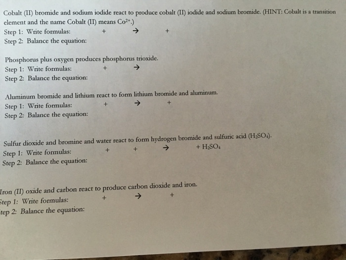 Solved Cobalt (II) bromide and sodium iodide react to | Chegg.com