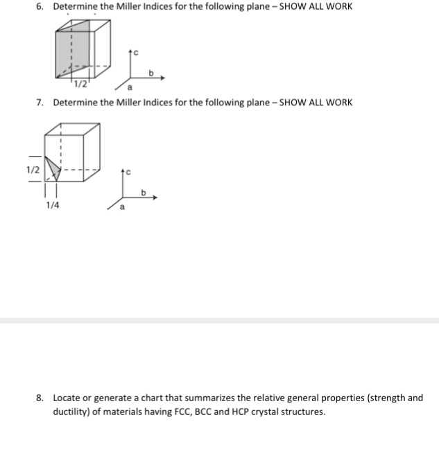 Solved 6. Determine the Miller Indices for the following | Chegg.com