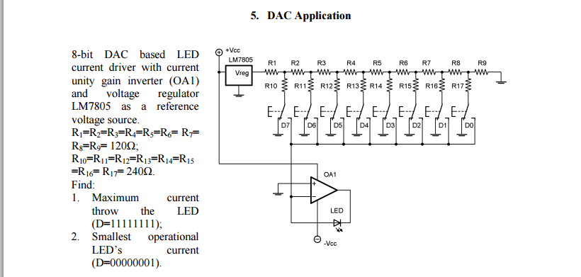 5. DAC Application X-bit DAC based LED current driver | Chegg.com