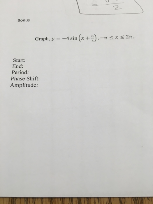 Solved Graph Y 4 Sin x Pi 4 pi