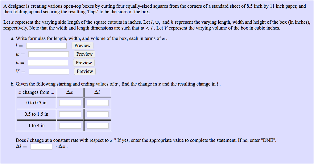Solved A designer is creating various open-top boxes by | Chegg.com