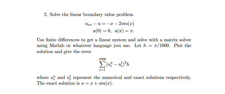 Solve the linear boundary value problem u_xx-u = | Chegg.com