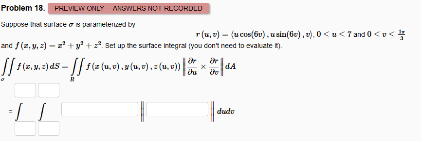 Solved Problem 18. PREVIEW ONLY -ANSWERS NOT RECORDED | Chegg.com