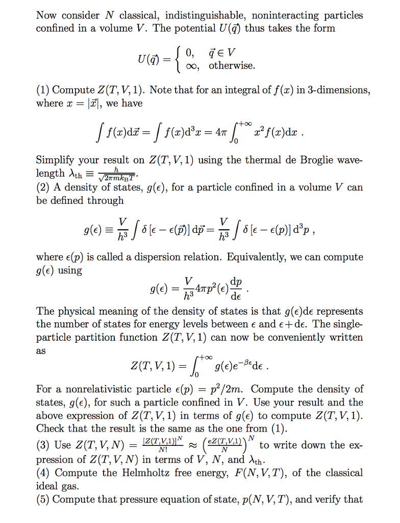 Solved 1. Classical ideal gas in canonical ensemble. (20 | Chegg.com
