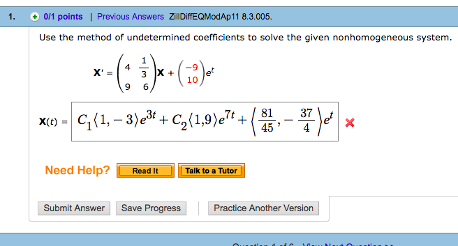 Solved 1. 0/1 points | Previous Answers ZillDiffEQModAp11 | Chegg.com