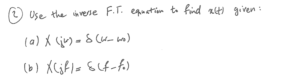 Solved Use the inverse F.T. equation to find x(t) given X = | Chegg.com