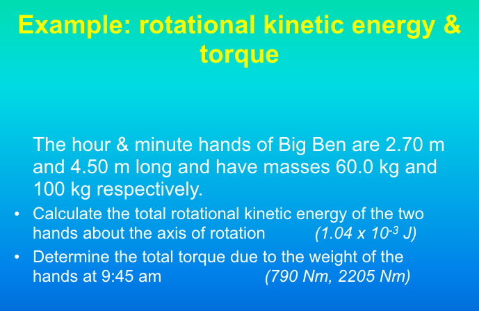 Solved Example: rotational kinetic energy & torque The hour | Chegg.com