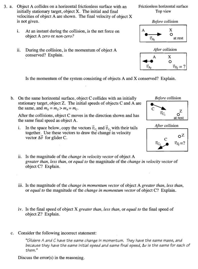 Solved 3. a. Object A collides on a horizontal frictionless | Chegg.com