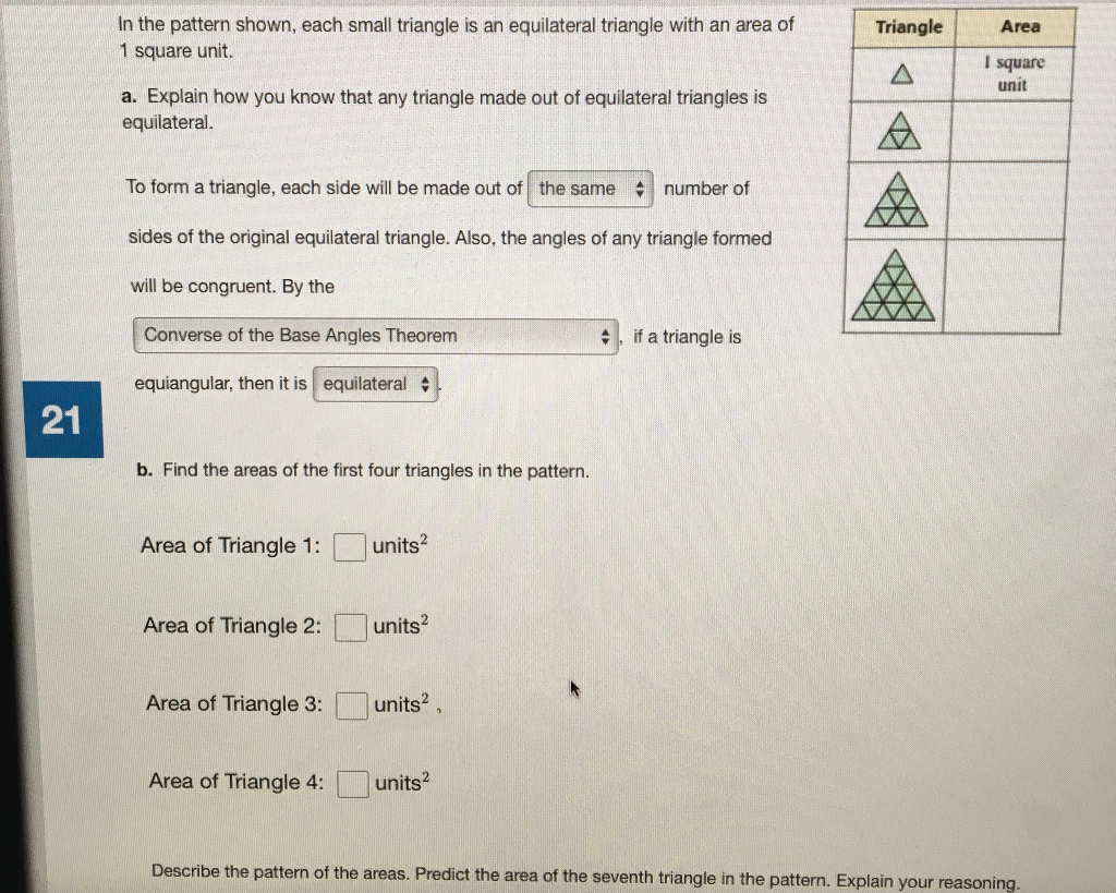 Solved in the pattern shown, each small triangle is an | Chegg.com