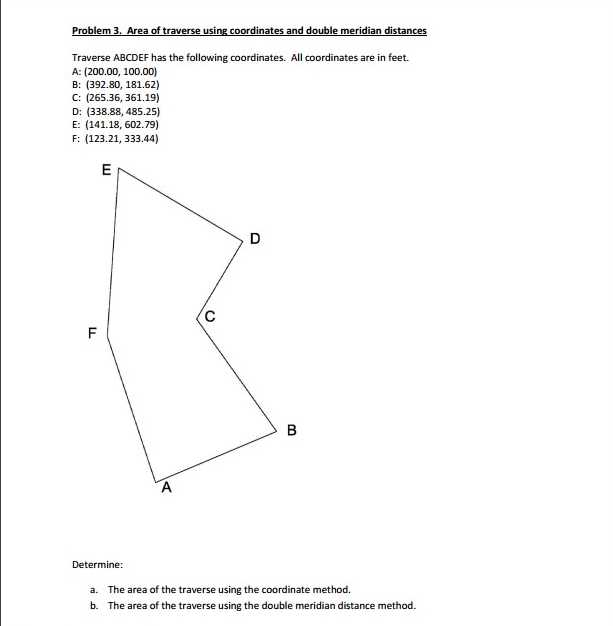 Solved Area of traverse using coordinates and double | Chegg.com