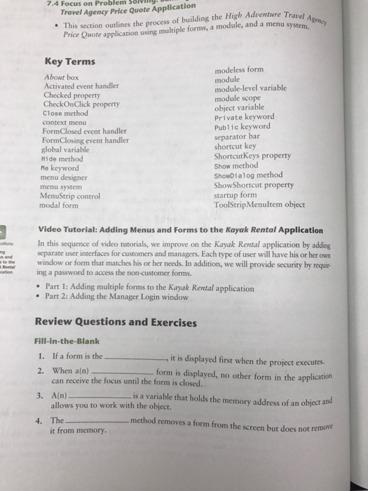 Solved 7.4 Focus on Problem Slving is section outlines the | Chegg.com