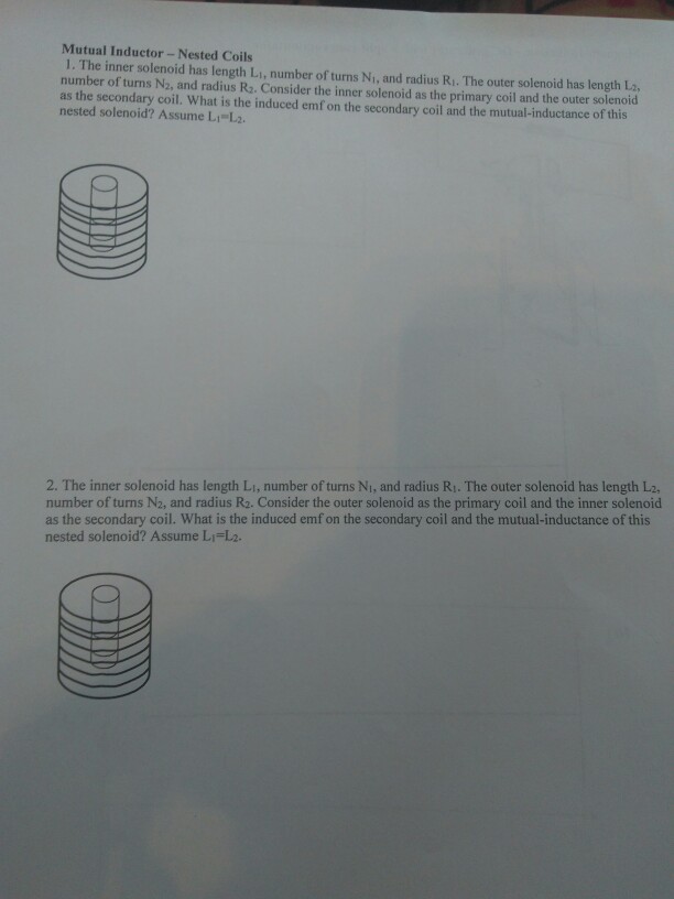 Solved Mutual Inductor-Nested Coils 1. The inner solenoid | Chegg.com