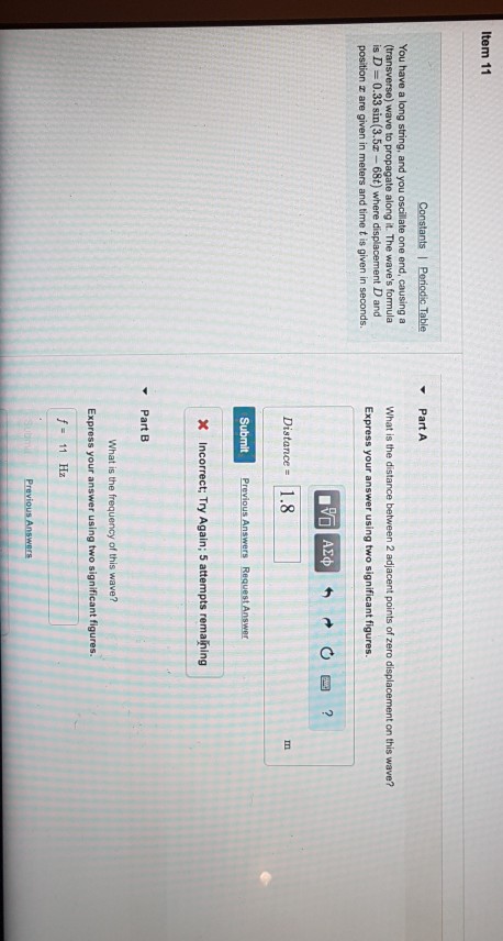 Solved Item 11 Constants I Periodic Table Part A You have a | Chegg.com