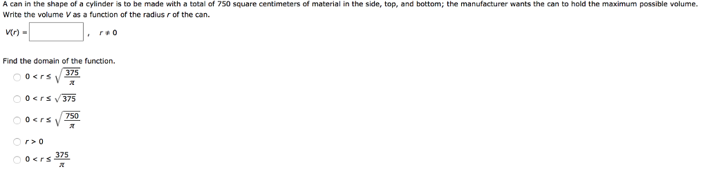 Solved A can in the shape of a cylinder is to be made with a | Chegg.com