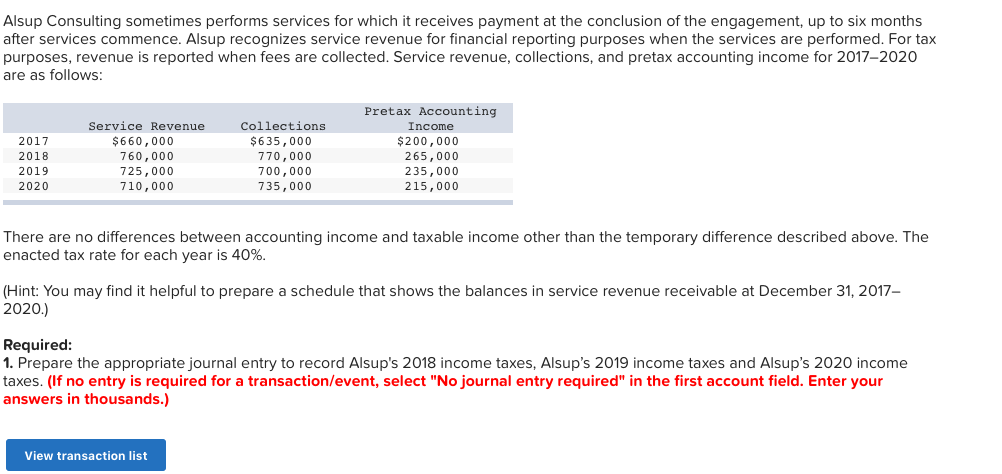 Solved Alsup Consulting sometimes performs services for | Chegg.com
