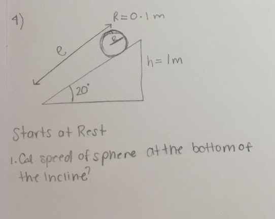Solved Starts at Rest Cal speed of sphere at the bottom | Chegg.com