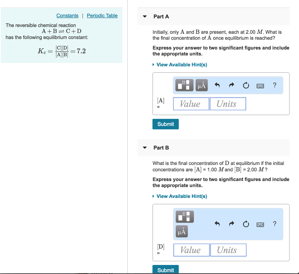 Solved Constants Periodic Table Part A The reversible | Chegg.com