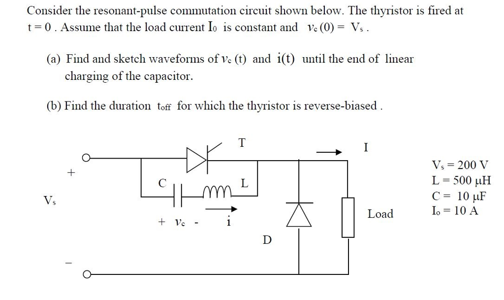 Solved Consider the resonant-pulse commutation circuit shown | Chegg.com