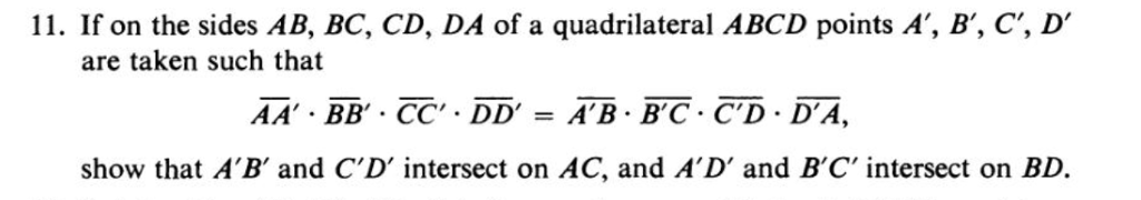 Solved 11. If on the sides AB, BC, CD, DA of a quadrilateral | Chegg.com