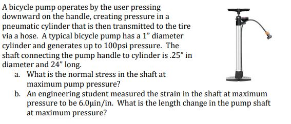 Solved A bicycle pump operates by the user pressing downward | Chegg.com
